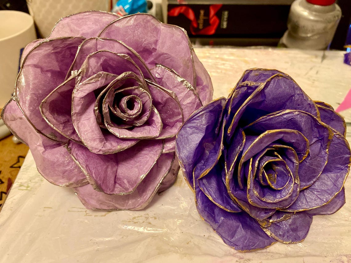 Handmade Paper Rose With LED Fairy Lights: Unique Home Decor - Etsy