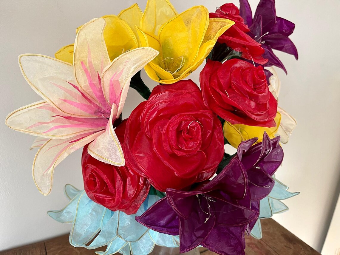 Handmade Paper Rose With LED Fairy Lights: Unique Home Decor - Etsy