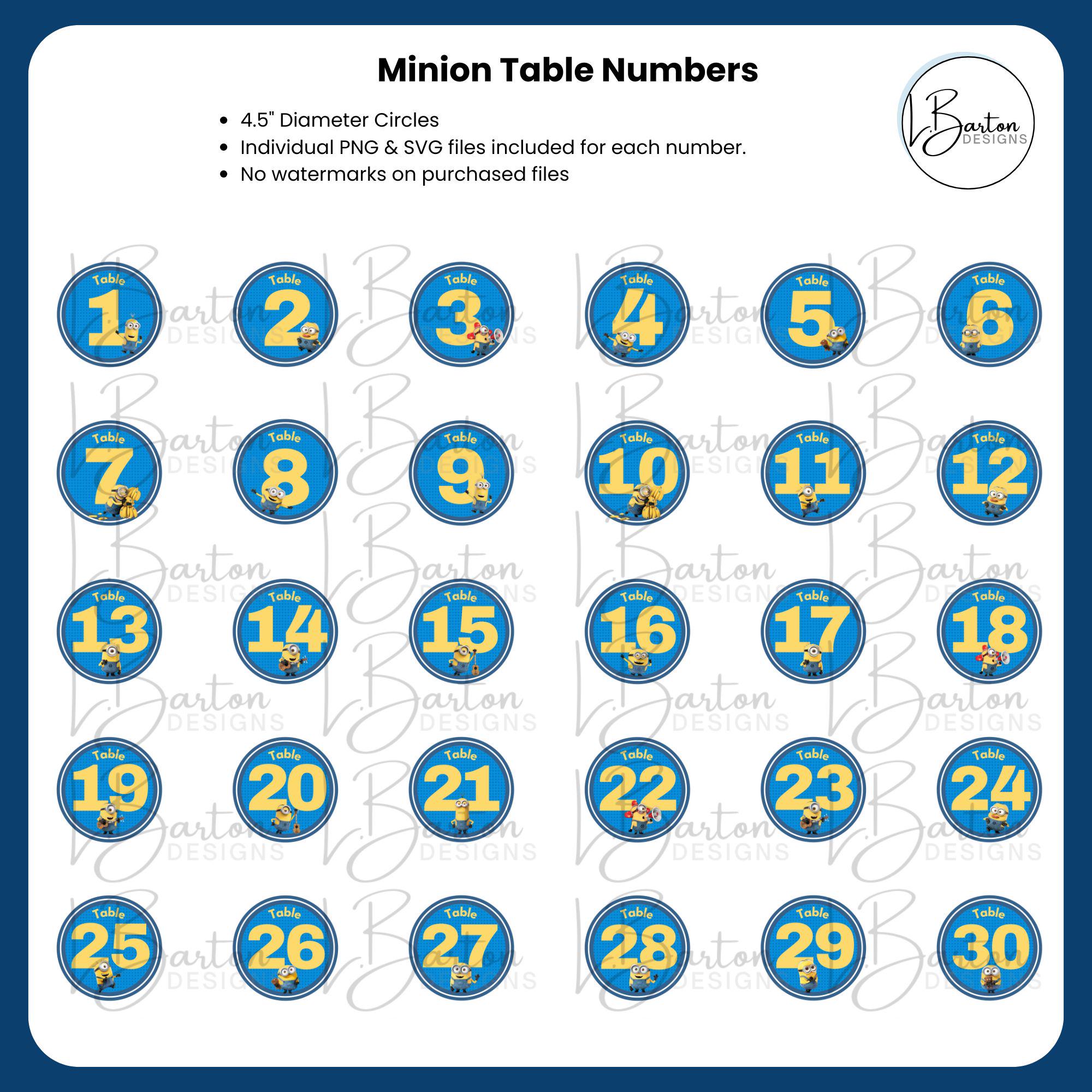 Minion Table Numbers - Printable Files - Etsy