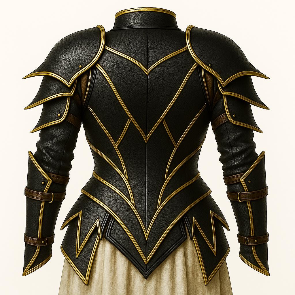Handmade Women’s Black and Gold Genuine Leather Armor – Medieval ...