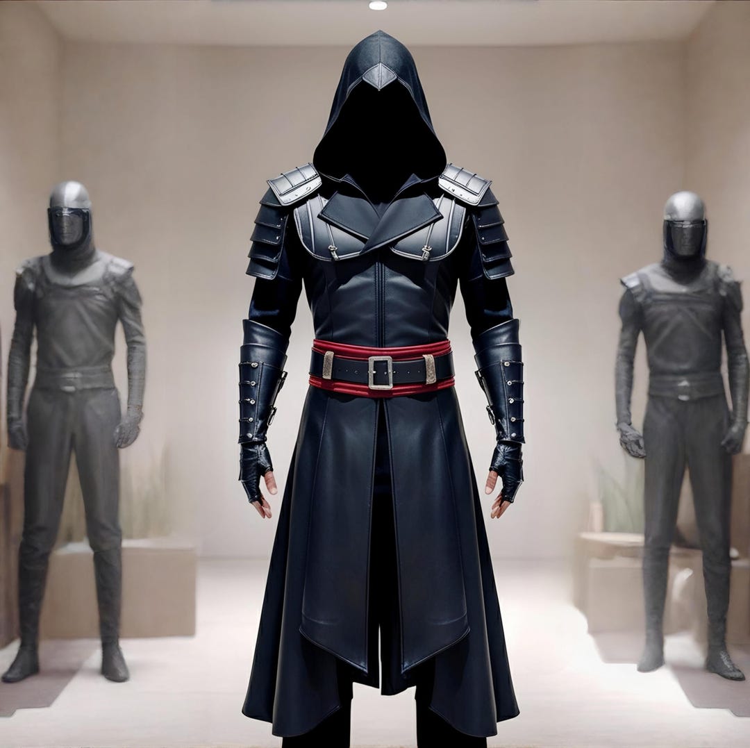 Handmade Genuine Leather Assassin Costume for Men – Black Warrior Armor ...