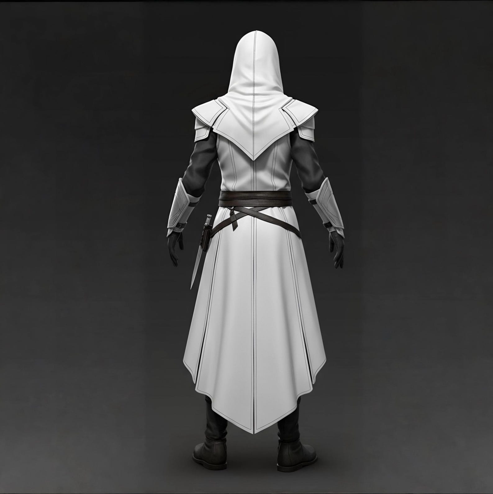 Genuine Leather White Assassin Costume – Hooded Leather Coat With Black ...