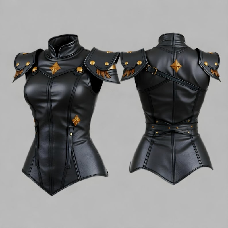 Genuine Black Leather Women's Fantasy Armor | Handcrafted Gothic ...
