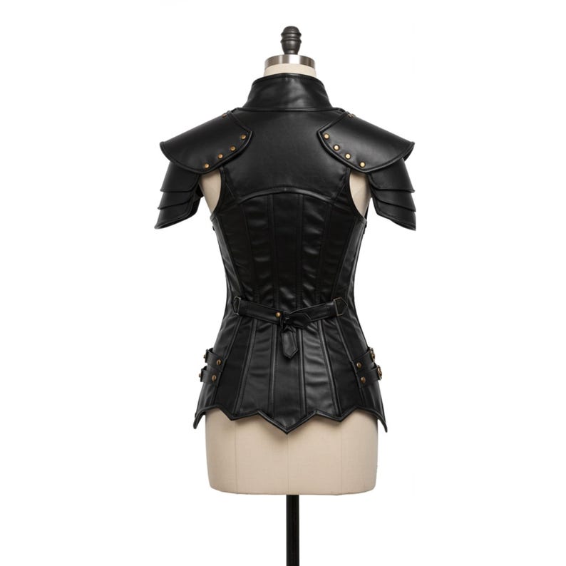 Women’s Genuine Leather Shoulder Armor Corset – Gothic Medieval Fantasy ...
