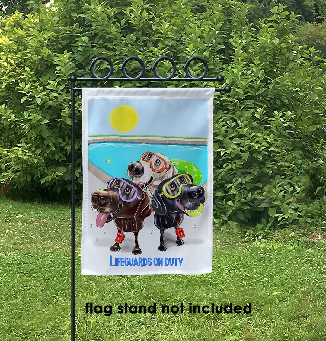 Personalized 3 Labrador Retrievers Art Together on Yard Flags, Black ...