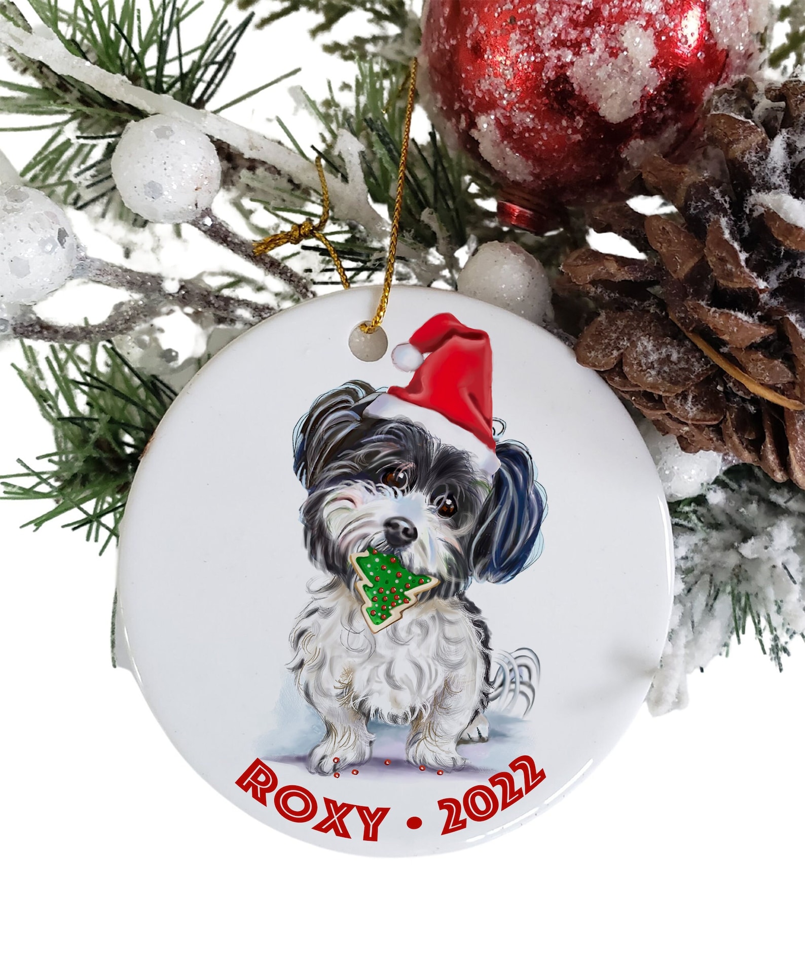 Shih Tzu Ornament Personalized Black & White Shih Tzu Art on - Etsy