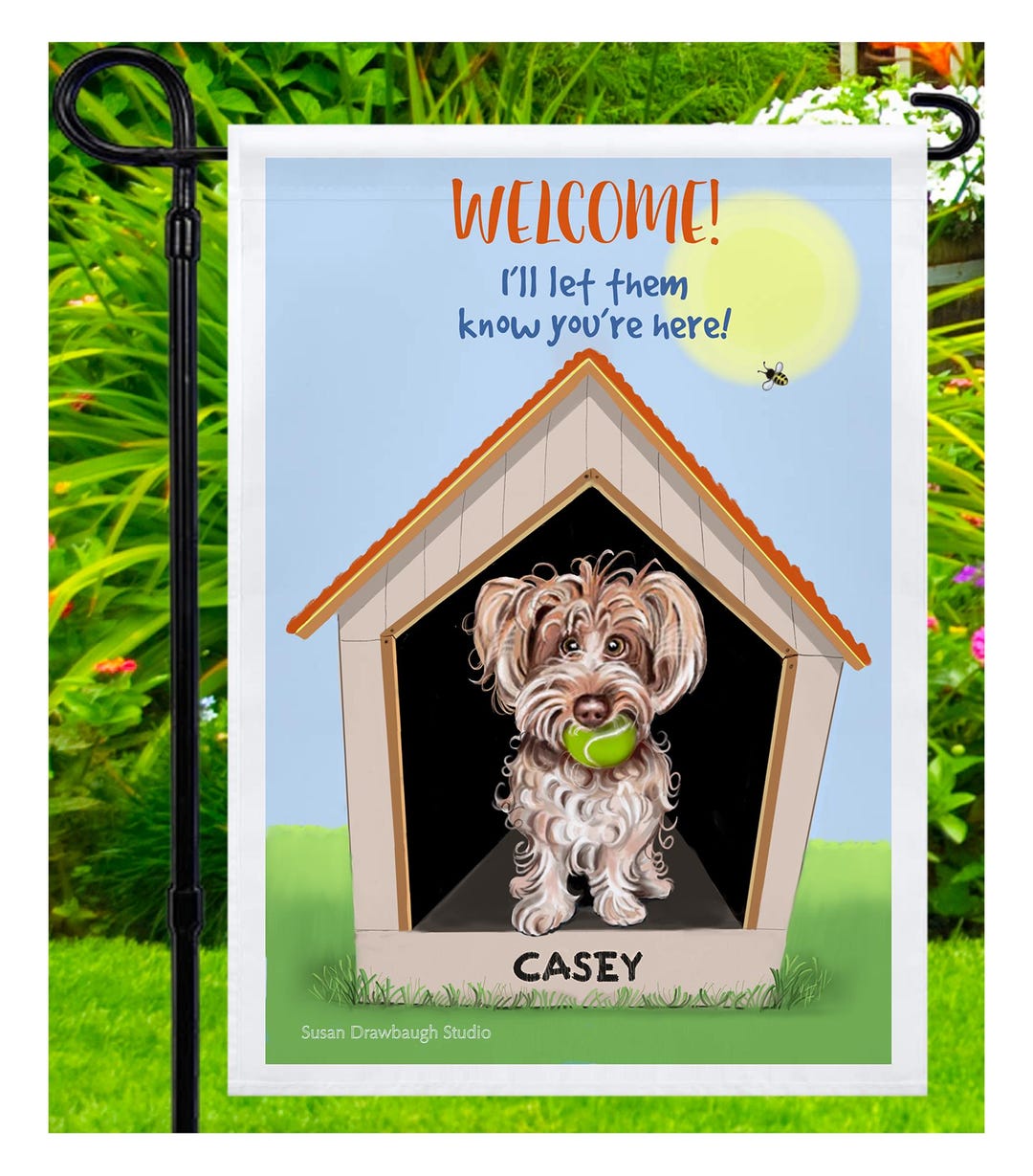 Personalized Yorkie Artwork on Yard Flag, Outdoor Decor, Yorkie Poo Art ...