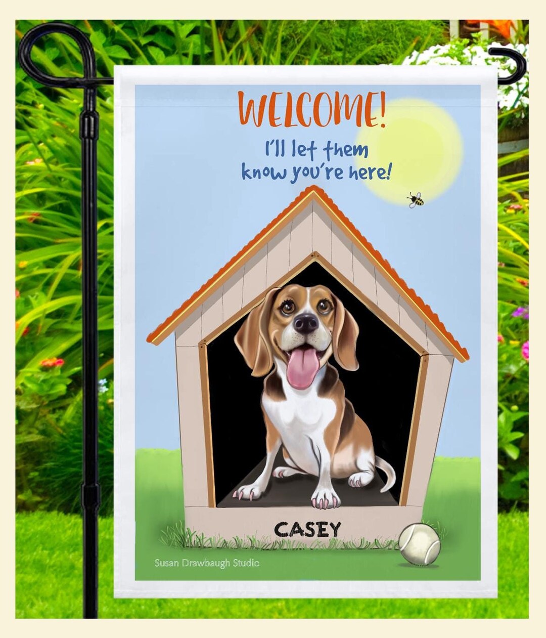 Personalized Beagle Dog Flag, Beagle Welcome Sign, Beagle Garden Decor ...