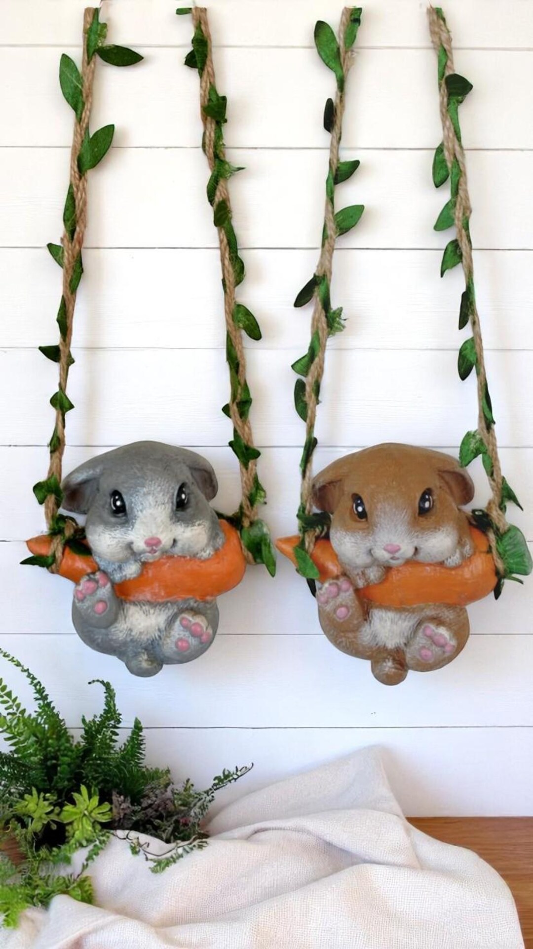 Handmade Plaster Bunny Wall Hanging: Rustic Garden Decor - Etsy