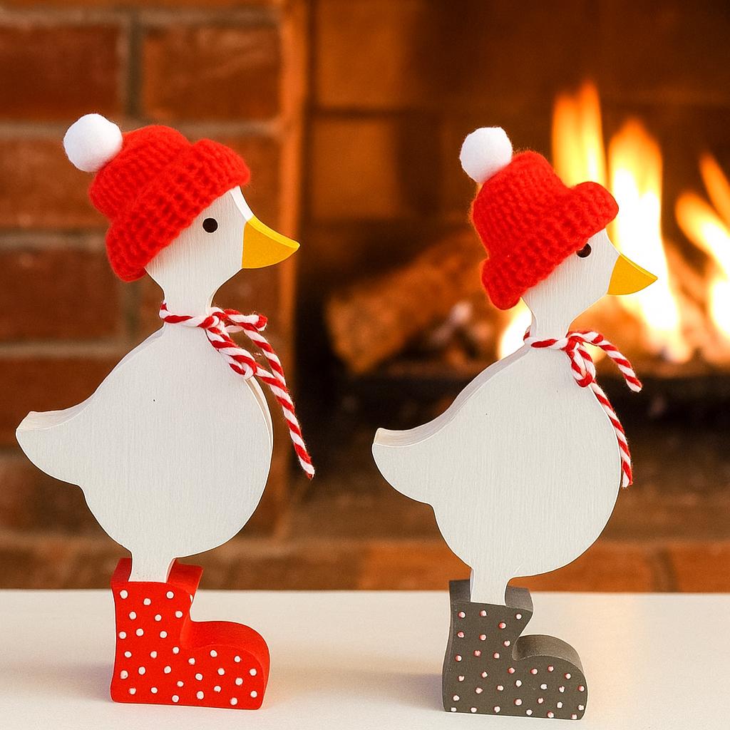 Handmade MDF Duck Figurines With Red Winter Hats: Nursery Decor - Etsy