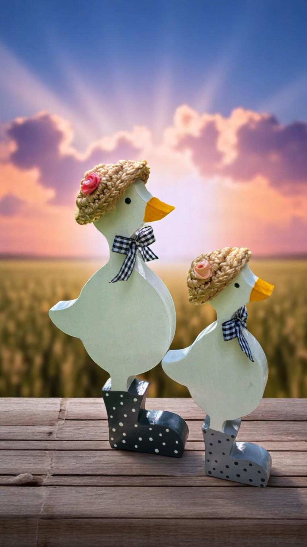 Handmade MDF Ducks With Hats | Nursery and Garden Decor | Cute Duck ...