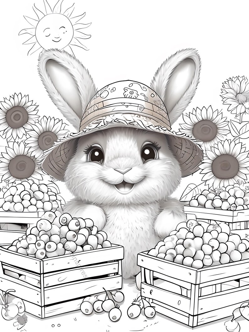 Cute Farm Animals Coloring Book for Kids, Printable PDF, Fun, Relaxing ...