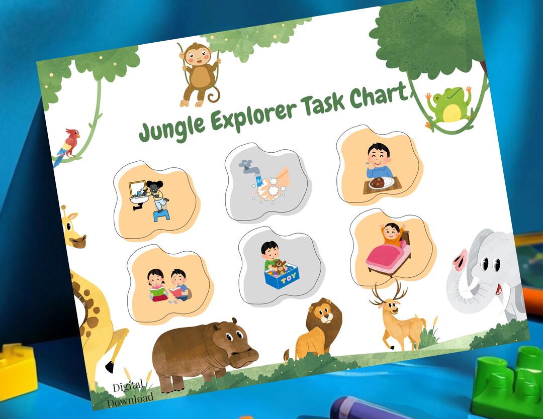 Jungle Explorer Task Chart - Fun Preschool Chore Chart Printable - Kids ...