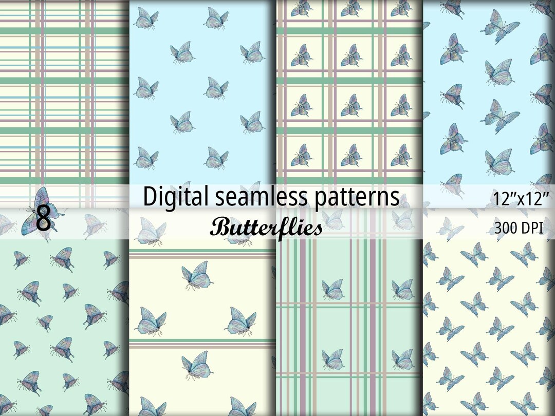 Beautiful Butterfly Scrapbooking Paper - Seamless Digital Patterns for ...