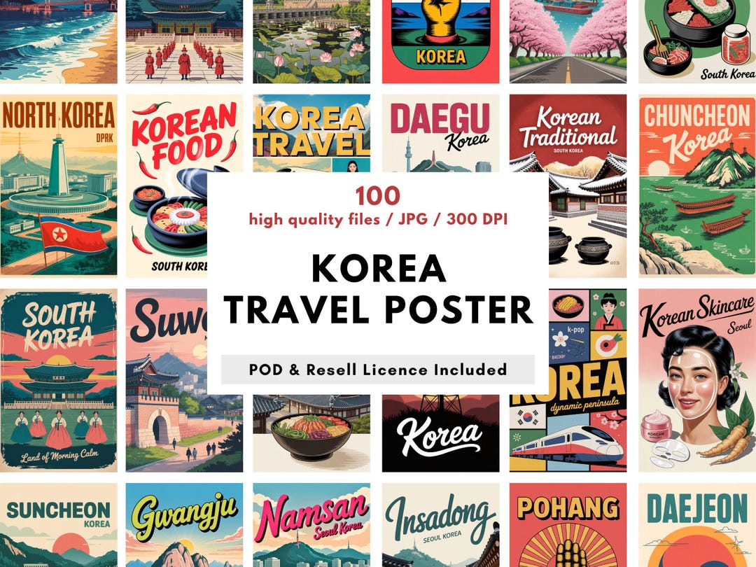 100 Vintage Korea Travel Posters | Retro Korean Wall Art | Travel Decor ...