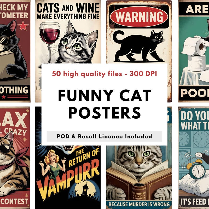 Funny Cats Posters - Etsy