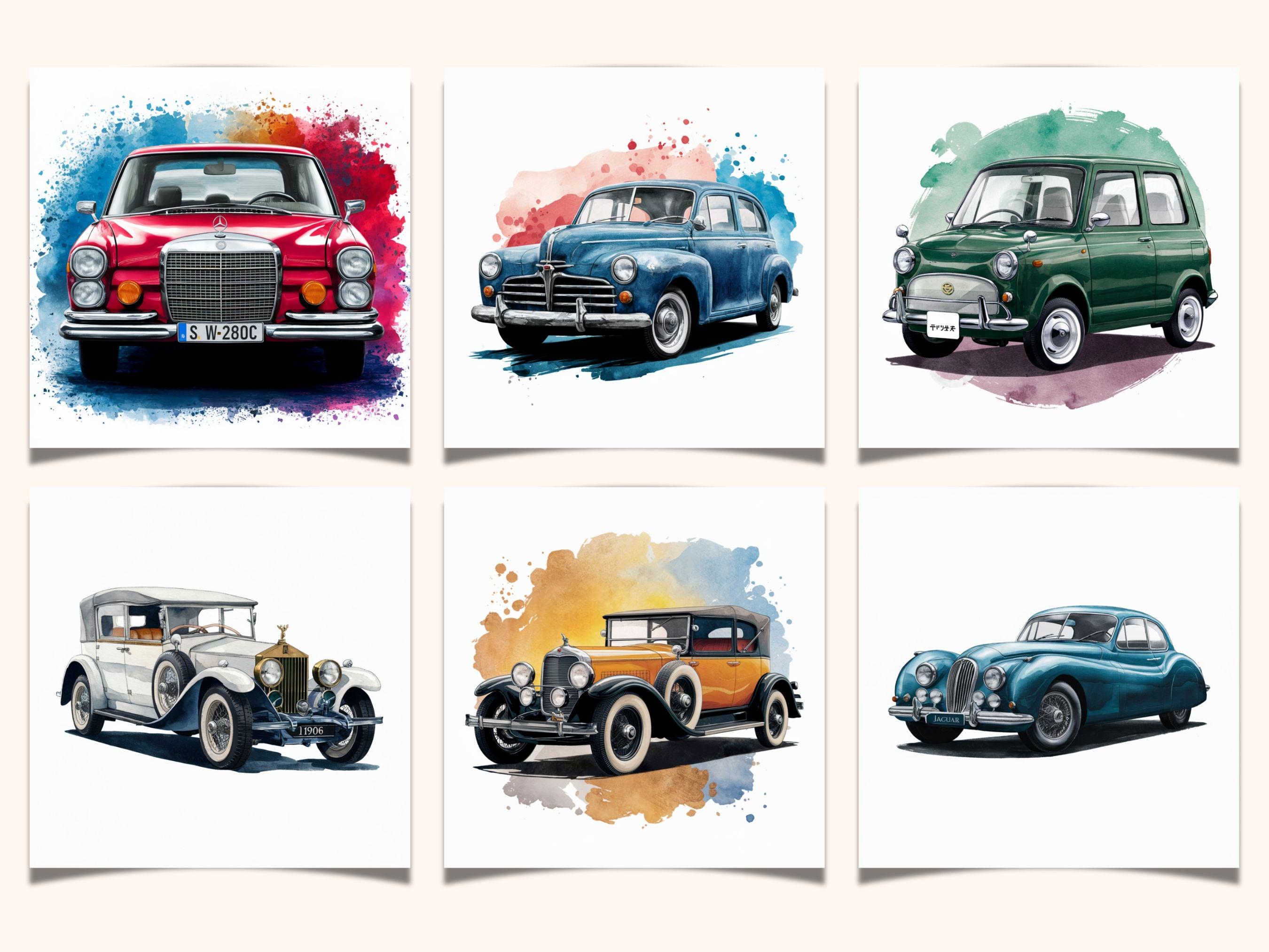 100 Vintage Car Wall Art Bundle – Classic Car Printable Pack – Retro ...