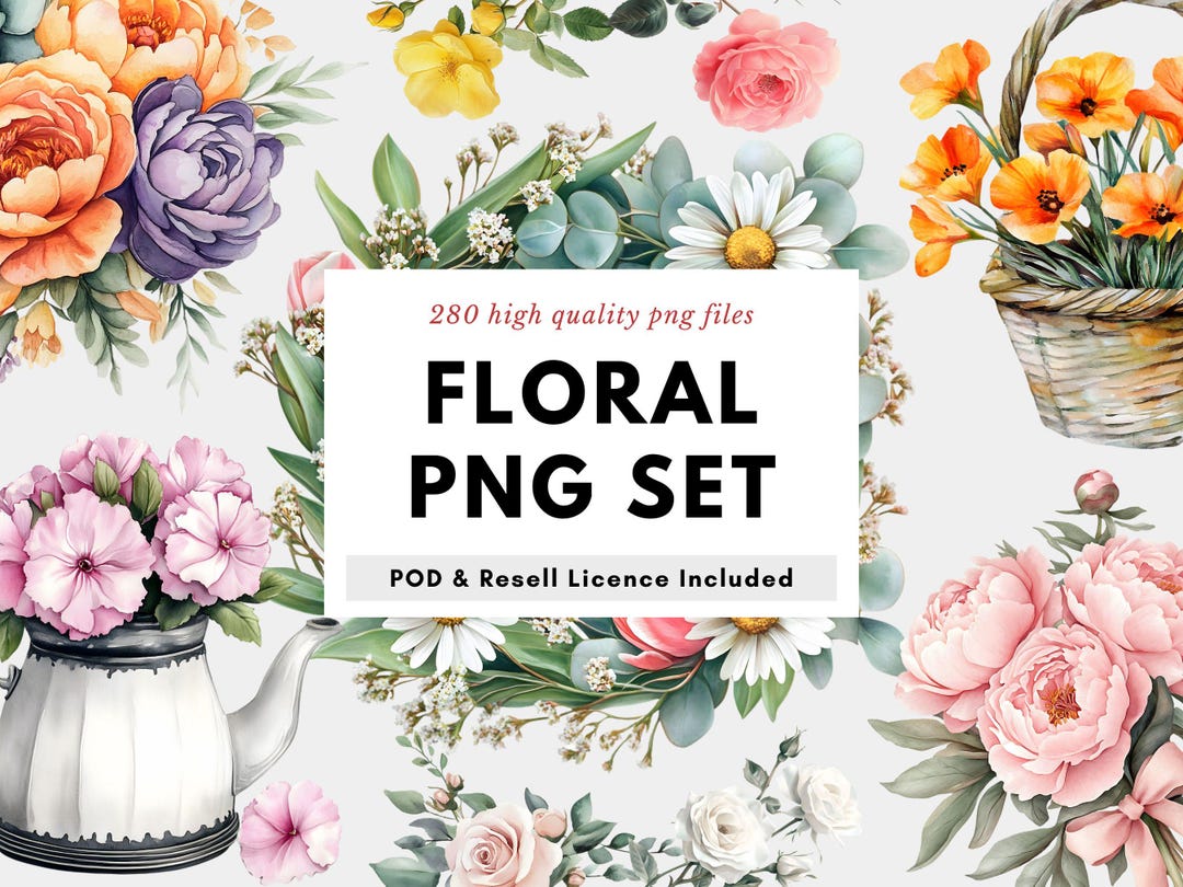 Watercolor Flower Clipart Bundle PNG | Floral Printable Pack ...