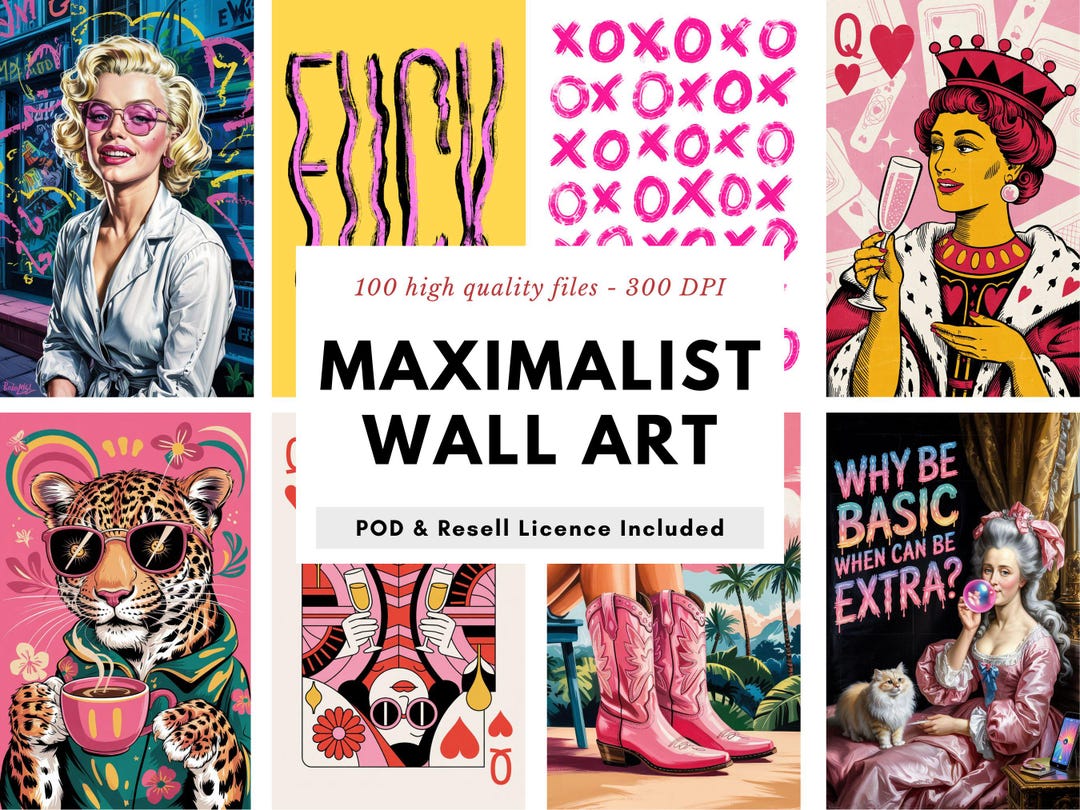 100 Trendy Maximalist Wall Art Set – Eclectic Gallery Prints (digital ...
