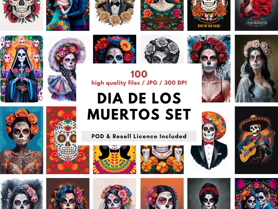 Day of the Dead Clipart Bundle | Sugar Skulls & Catrina Illustrations ...