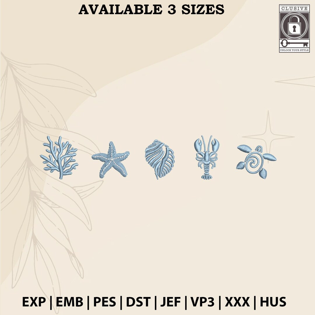 The East Coast Embroidery Design, Coastal Ocean Embroidery Design ...