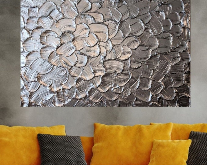 Silver Texture Painting, Abstract Painting, Metallic Painting, Silver ...