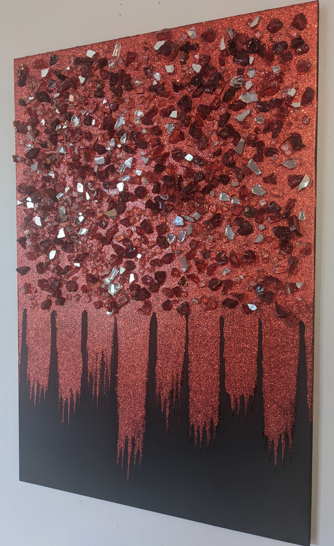 Ruby Red Glitter & Glass Wall Art Glitter Wall Art Glitter - Etsy