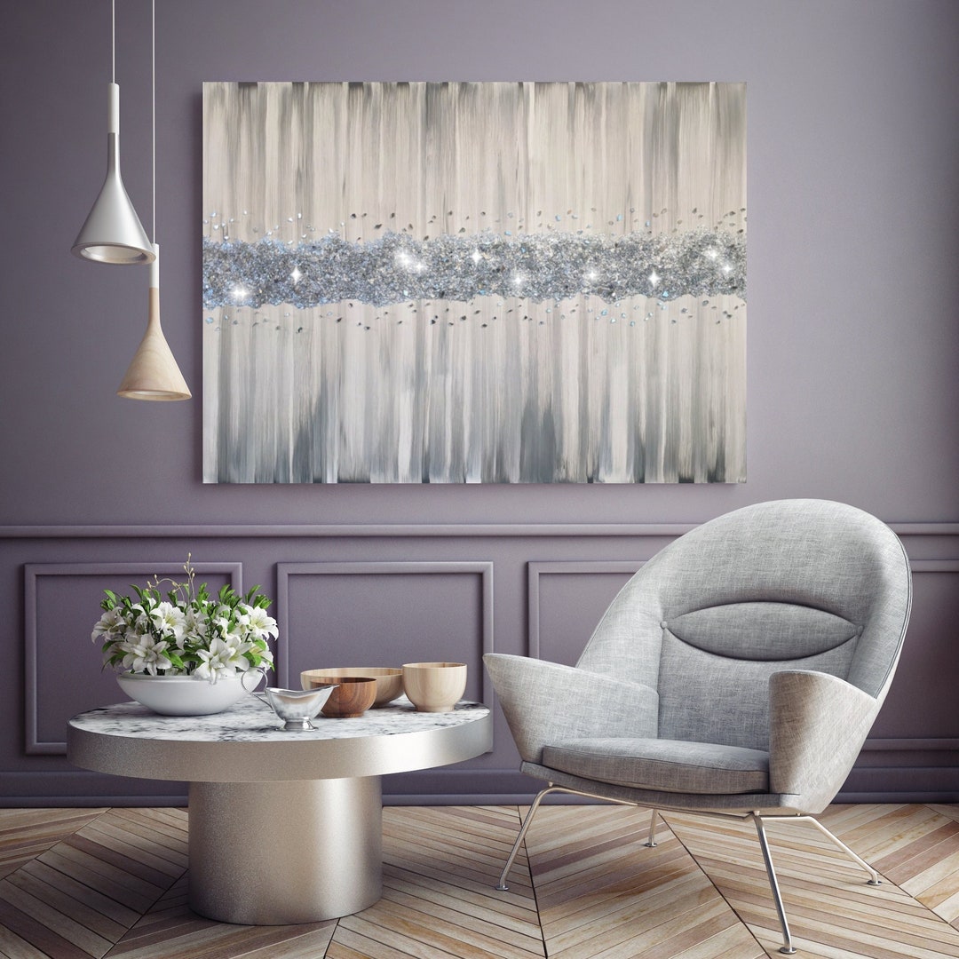 Simple Elegance Glam Glitter & Glass Painting Glass Wall Art - Etsy