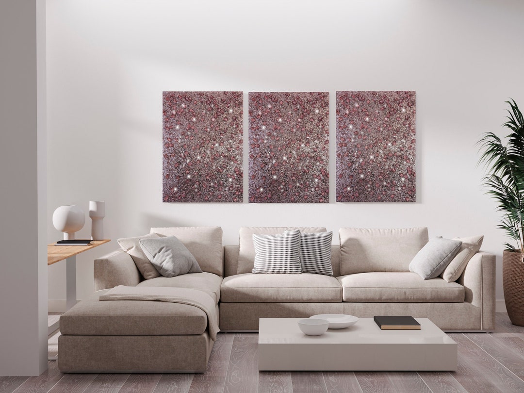 Pure Pink Minimalist Glam Glass & Glitter Wall Art, Glitter Glass Art ...