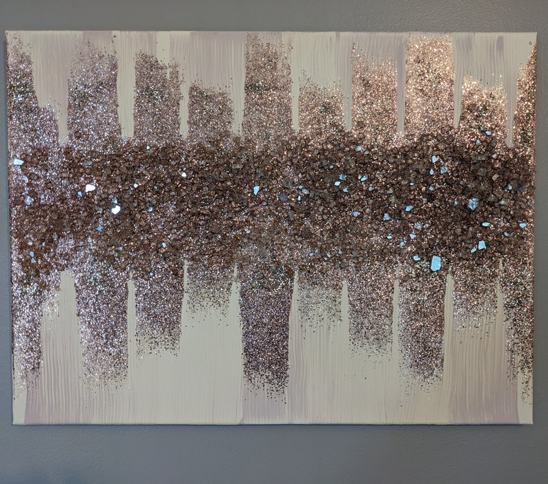 Rose Gold Glam Glitter & Glass Wall Art Glass Wall Art Rose | Etsy