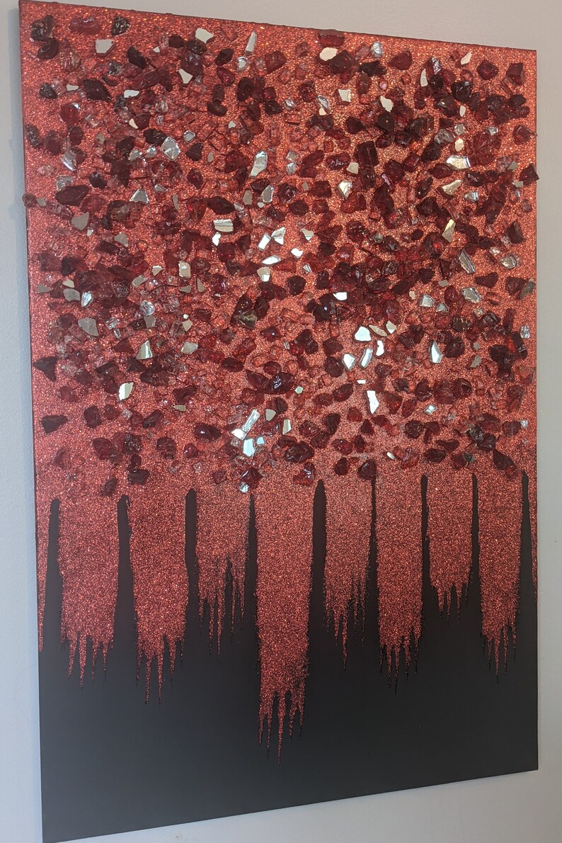 Ruby Red Glitter & Glass Wall Art Glitter Wall Art Glitter - Etsy