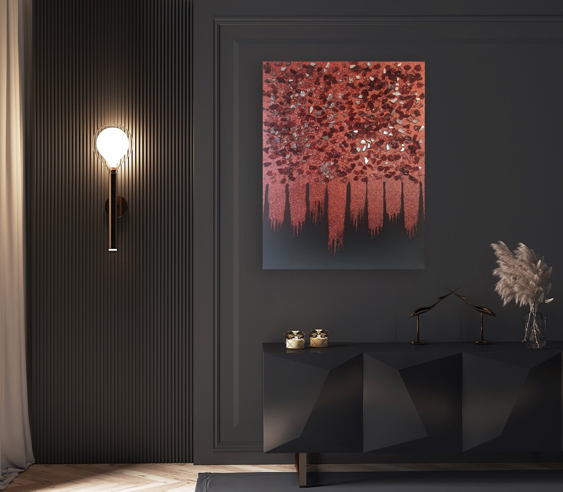 Ruby Red Glitter & Glass Wall Art Glitter Wall Art Glitter - Etsy