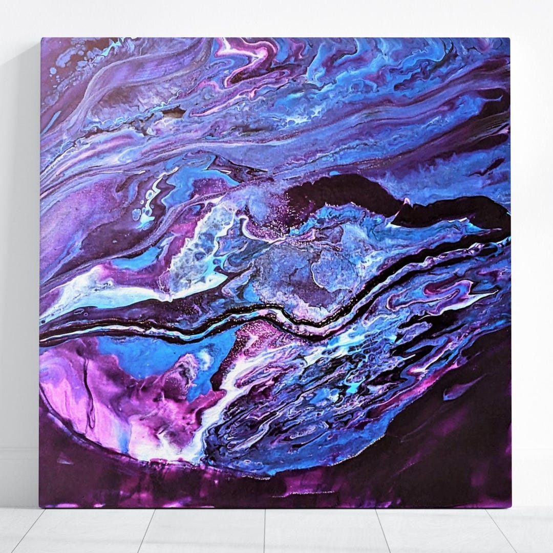 Purple Abstract Painting 'mystery', Pour Painting, Modern Art Turquoise ...