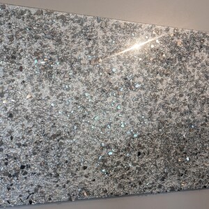 Pure Silver Minimalist Glam Glass & Glitter Wall Art, Glitter Glass Art ...