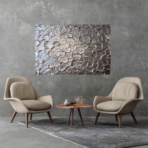 Silver Texture Painting, Abstract Painting, Metallic Painting, Silver ...