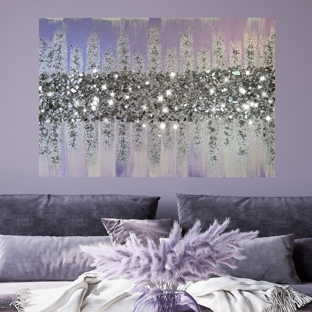 Amethyst Purple Glitter & Glass Wall Art, Glitter Wall Art, Glitter ...