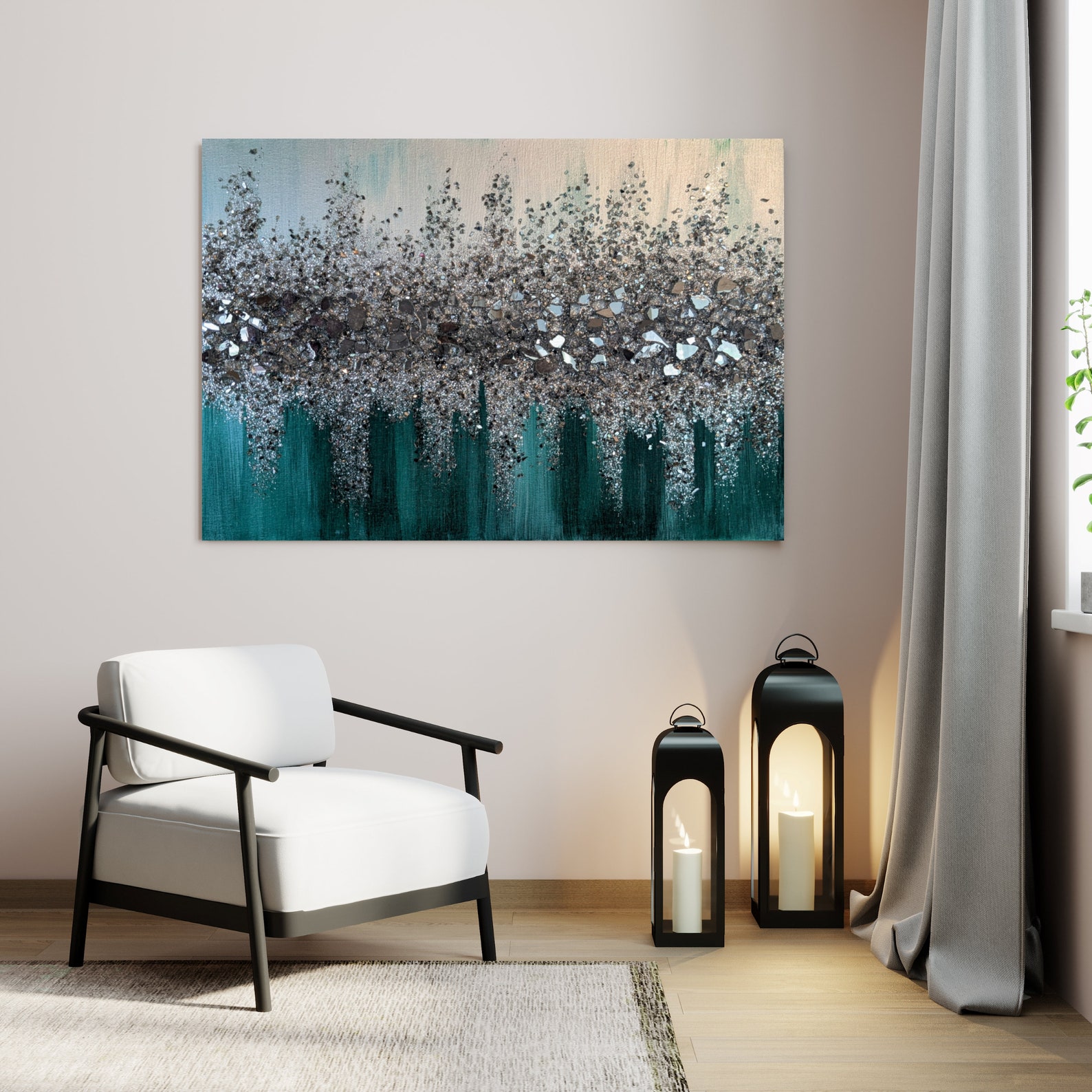 Emerald Green Glitter & Glass Wall Art Glitter Wall Art - Etsy