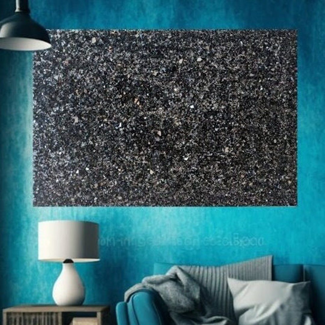Pure Onyx Minimalist Glam Glass & Glitter Wall Art, Black Crushed Glass ...