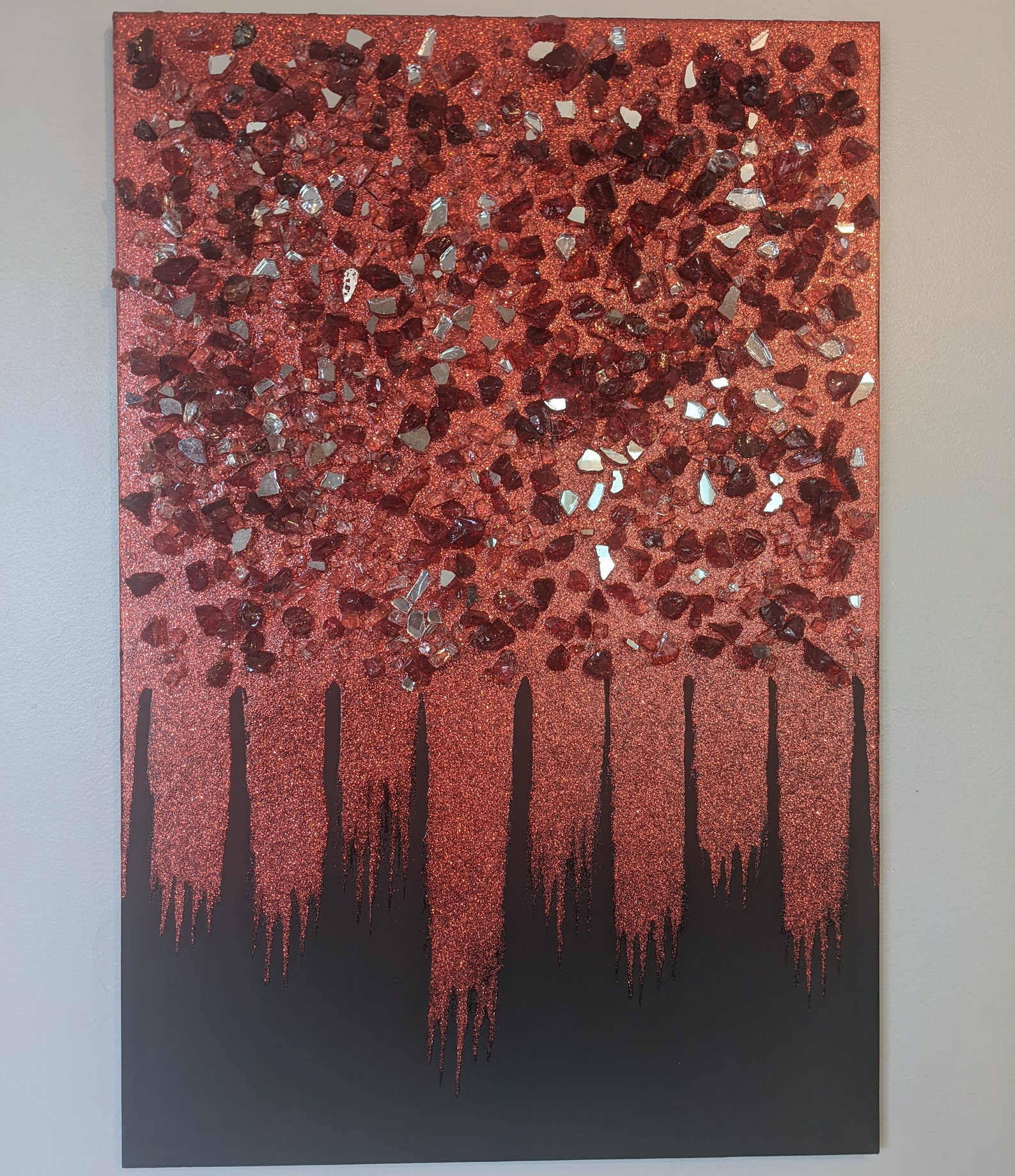 Ruby Red Glitter & Glass Wall Art Glitter Wall Art Glitter - Etsy