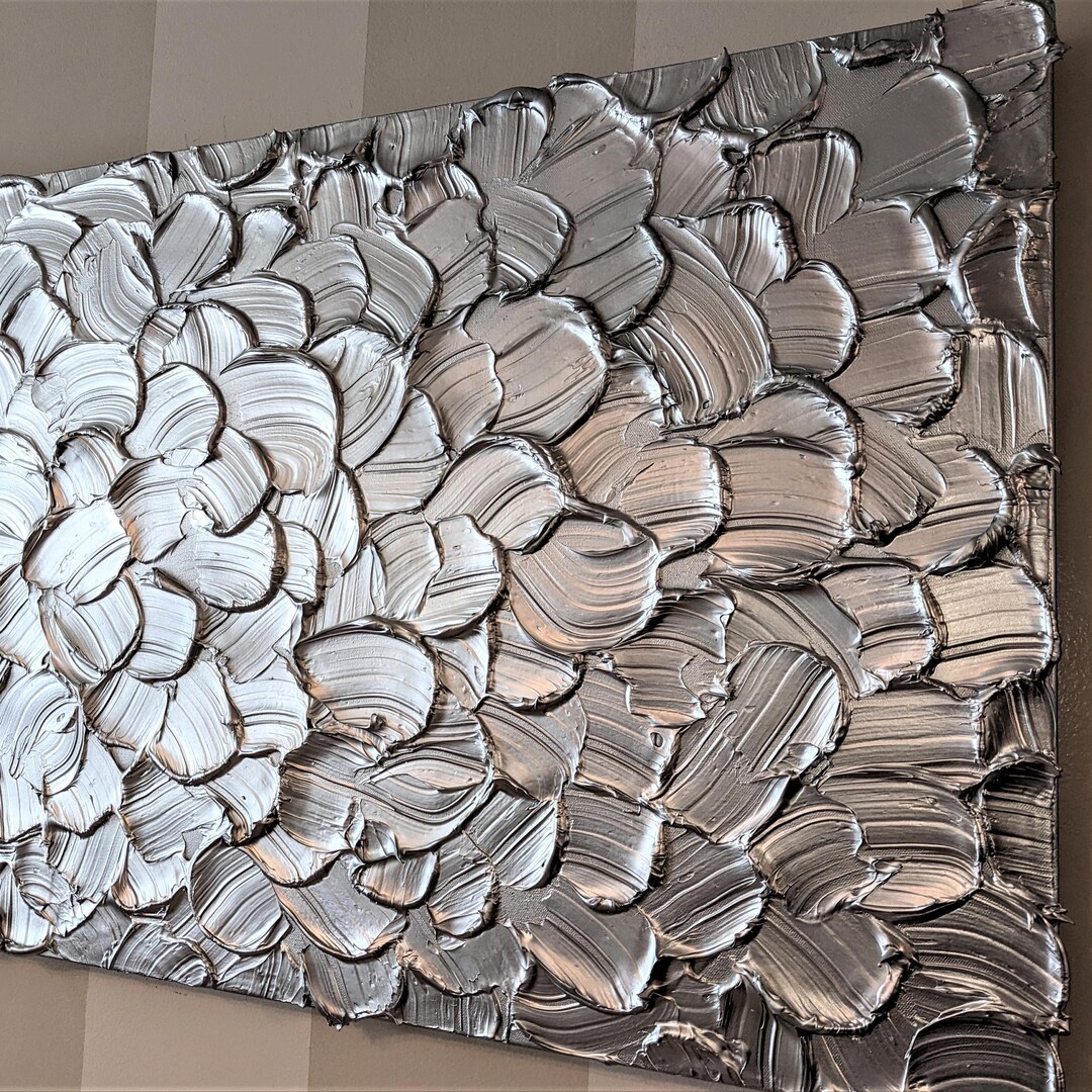 Silver Texture Painting, Abstract Painting, Metallic Painting, Silver ...