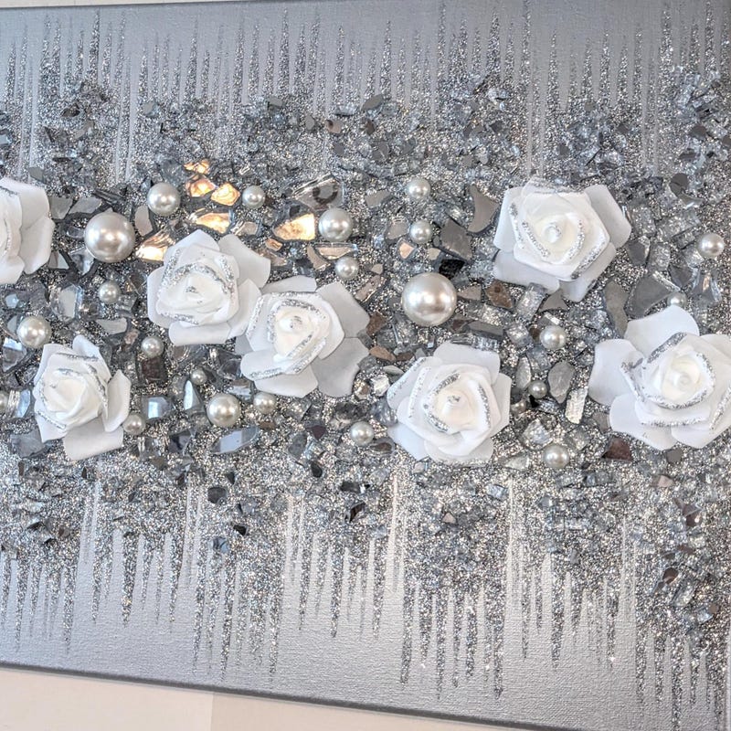 Floral Glass With Bling - Etsy