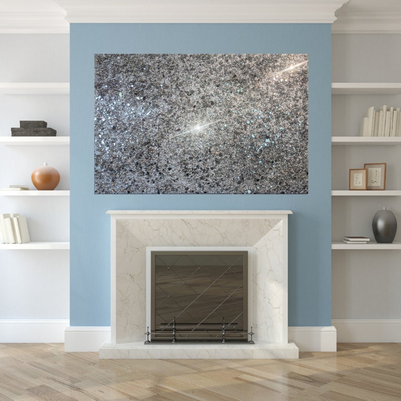 Pure Silver Minimalist Glam Glass & Glitter Wall Art, Glitter Glass Art ...