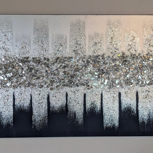 Classic Navy Glitter Painting, Navy Glitter Glass Painting, Navy Silver ...