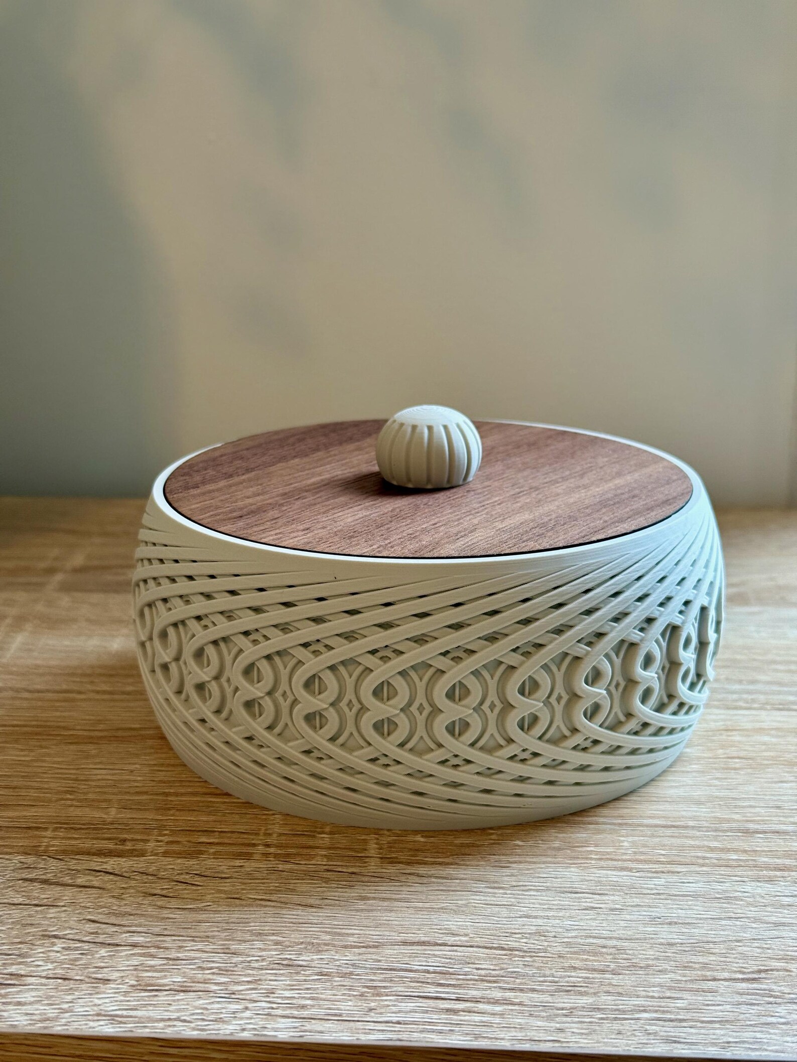 3D Printed Catch All Bowl With Lid – Purse Drop Bowl, Walnut, Birch or ...