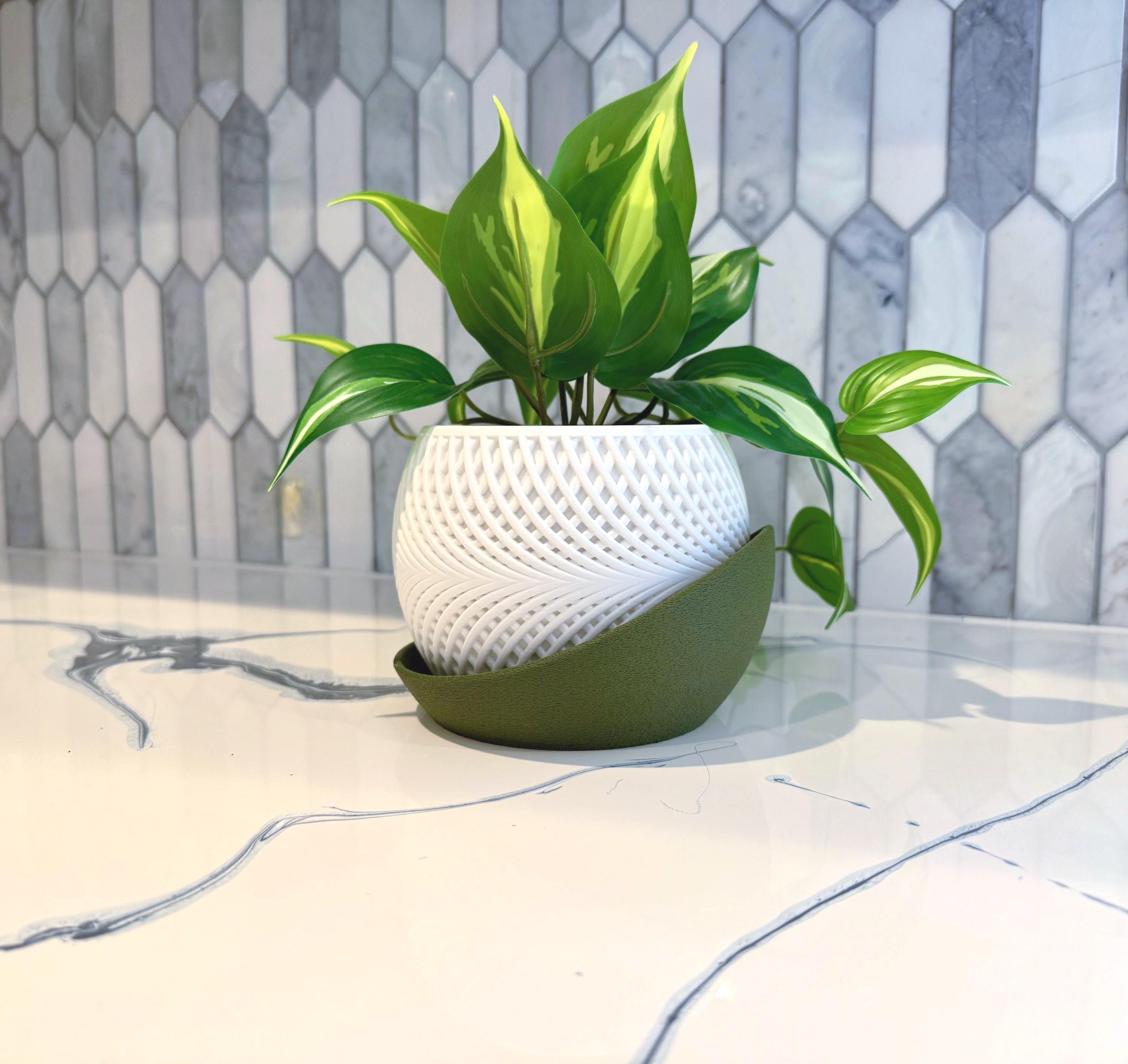 3D Printed Planter Pot With Drip Tray - Modern 3D Printed Pot for ...