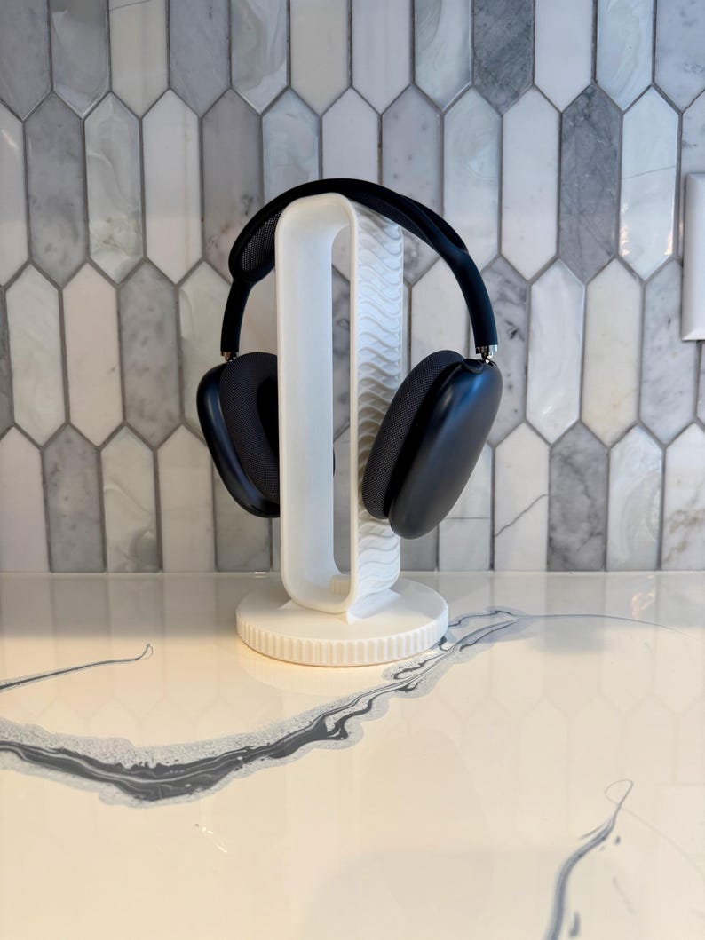 Wave Pattern 3D Printed Headphone Stand – Modern & Minimalist Desk ...