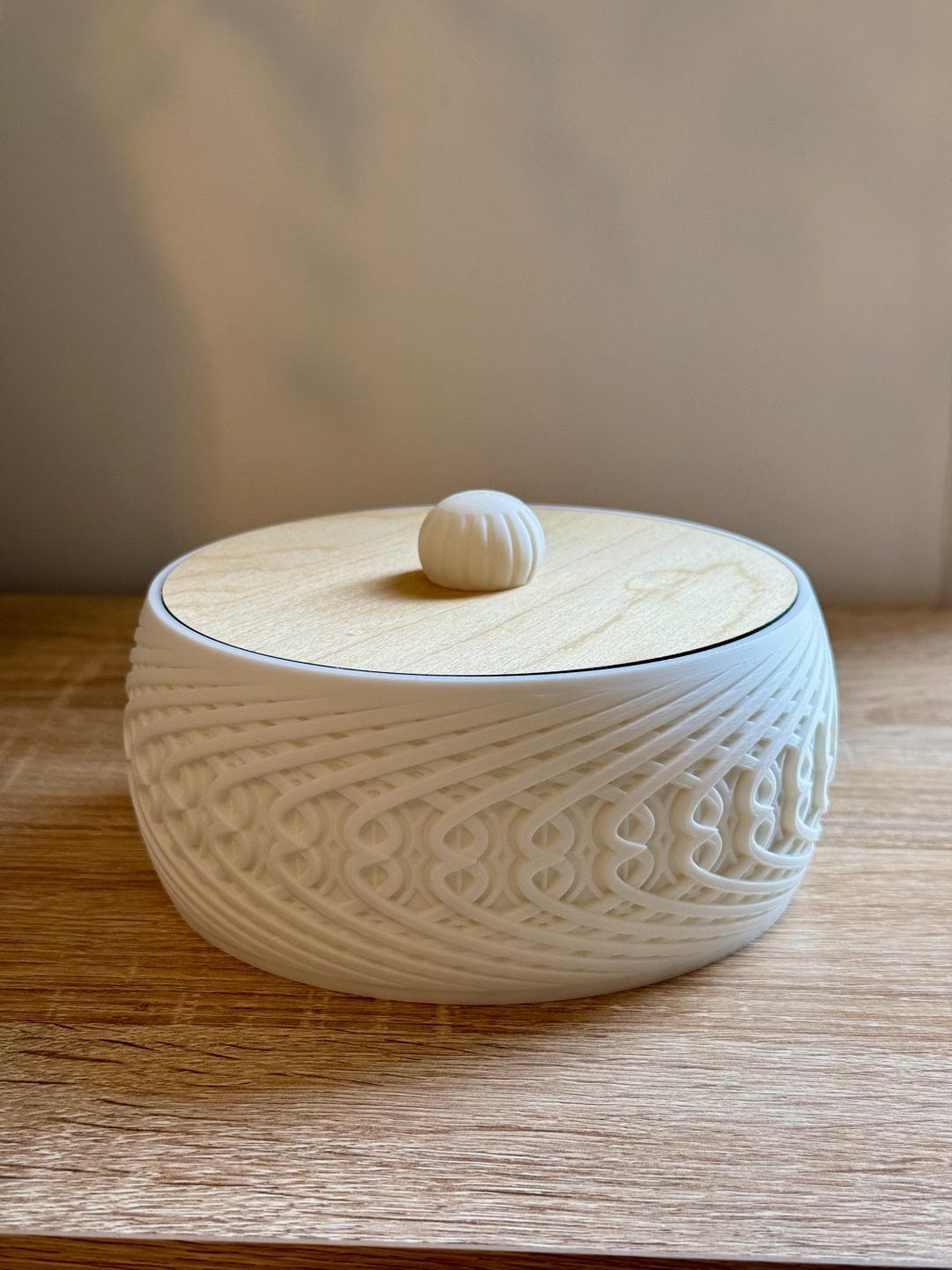 3D Printed Catch All Bowl With Lid – Purse Drop Bowl, Walnut, Birch or ...