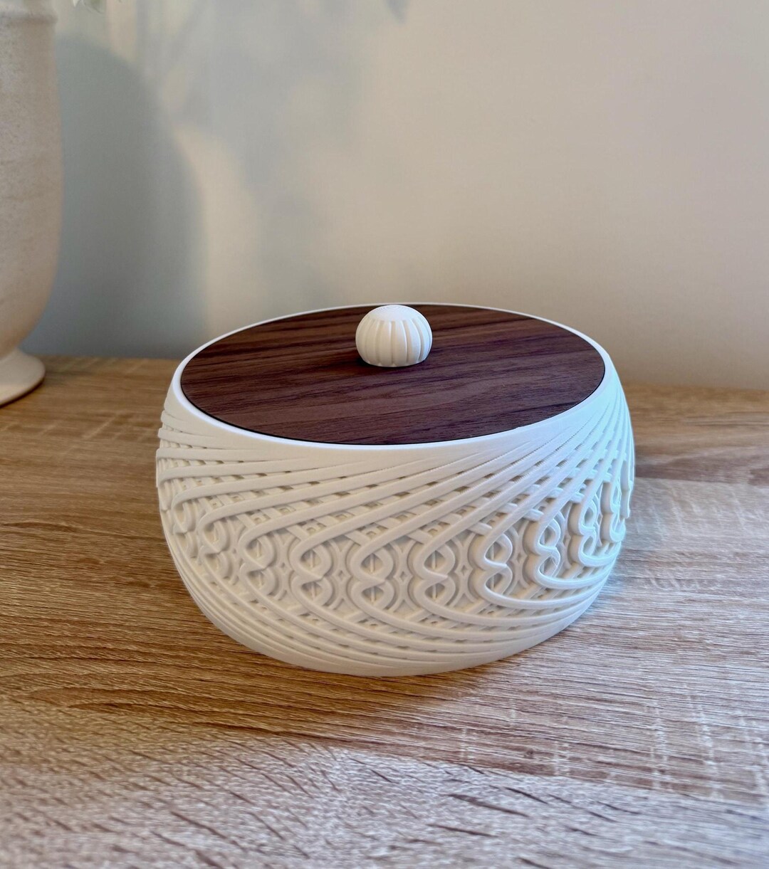 3D Printed Catch All Bowl With Lid – Purse Drop Bowl, Walnut, Birch or ...