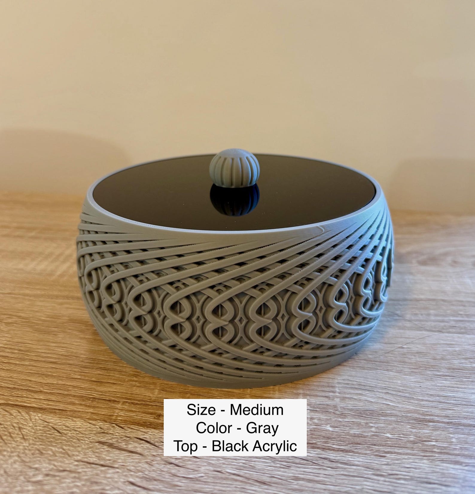 3D Printed Catch All Bowl With Lid – Purse Drop Bowl, Walnut, Birch or ...