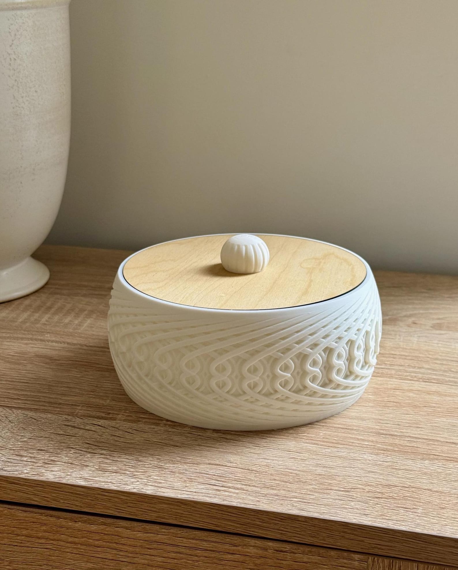 3D Printed Catch All Bowl With Lid – Purse Drop Bowl, Walnut, Birch or ...